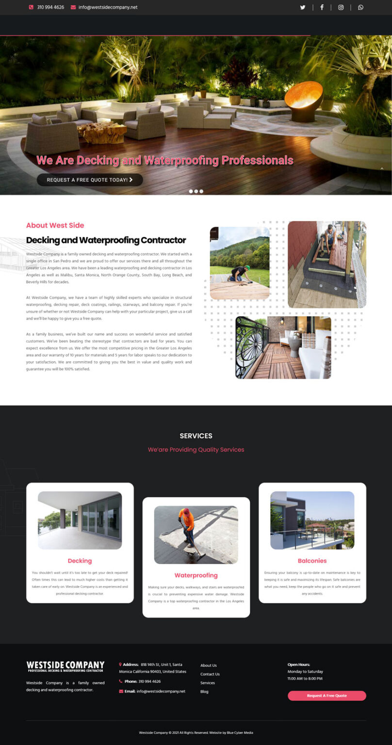 Westside Company Website – Blue Cyber Media